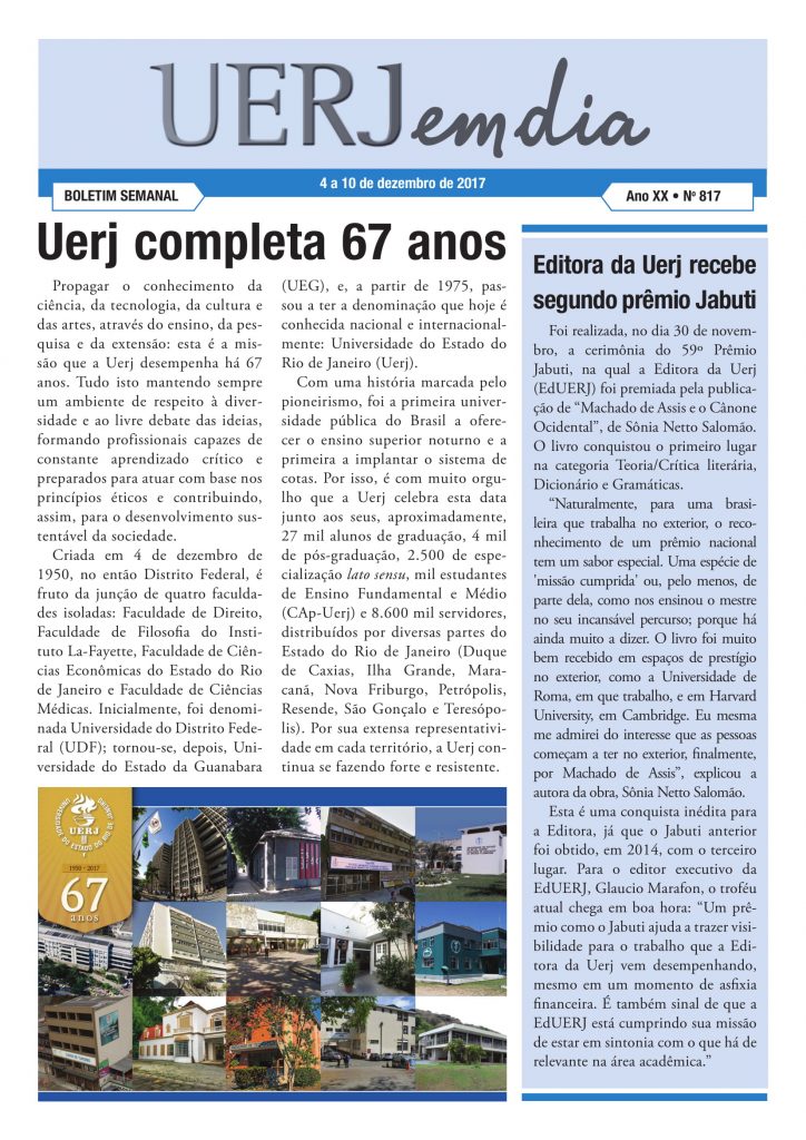 UERJ em dia - Edição 817 - UERJ - Universidade do Estado do Rio de Janeiro
